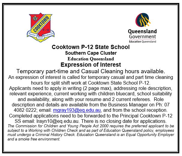 Employment at Cooktown State School